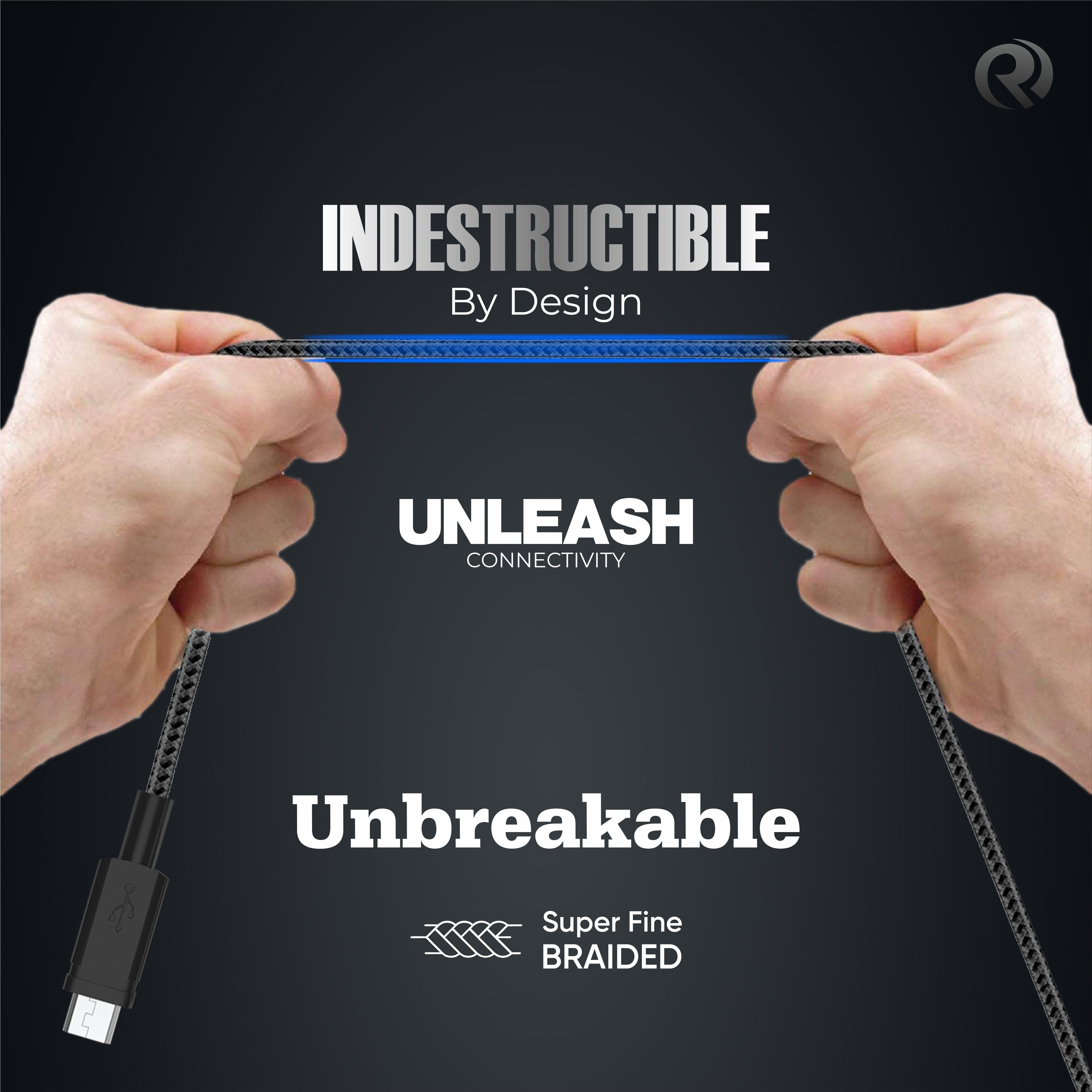 Robotek DC-208 Micro USB Cable - 15W Fast Charging, 1m, Super Durable,